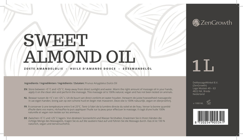ZenGrowth 100% natürliches Süßmandelöl 1l